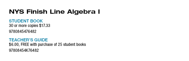 NYS Finish Line Algebra I FAMIS Ordering Information – Sussman Education